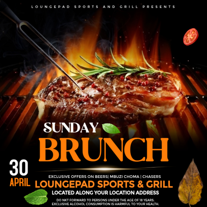 Black Professional Sunday Brunch Promotion Instagram Post Template ...