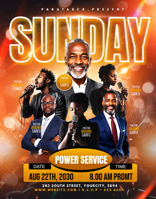 Copy of Black Professional Sunday Power Service Editable Flyer Poster ...