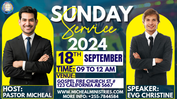 Black Professional Sunday Service Presentatio Template | PosterMyWall