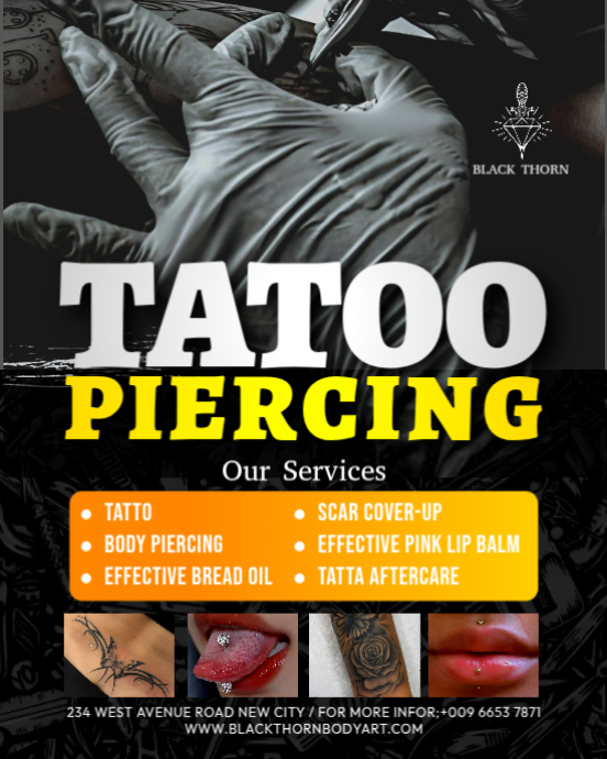 Black Professional Tatoo And Body Piercing Shop Nose Ring Smiley ...
