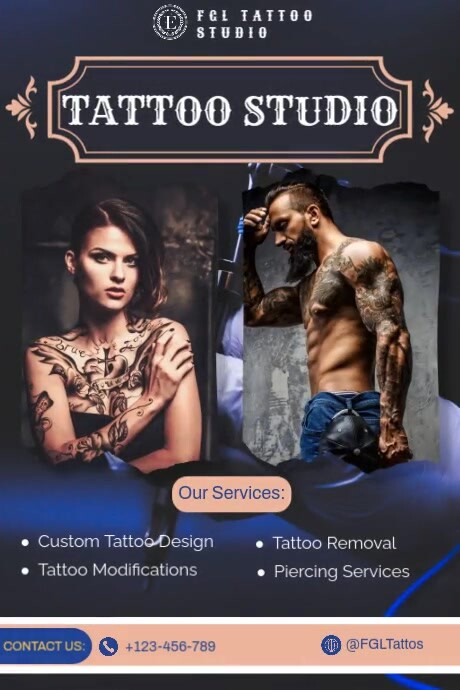 Copy of Black Professional Tattoo Studio Poster | PosterMyWall