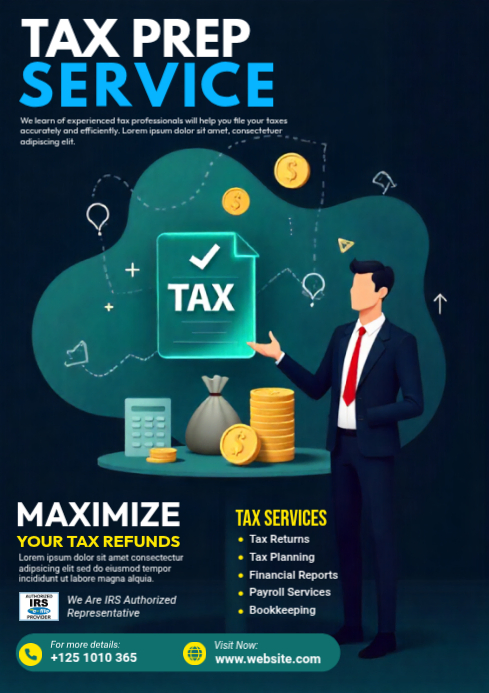 Black Professional Tax Prep Services A4 Template | PosterMyWall