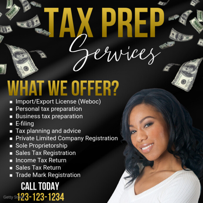 Copy of Black Professional Tax Prep Services Instagram Post | PosterMyWall