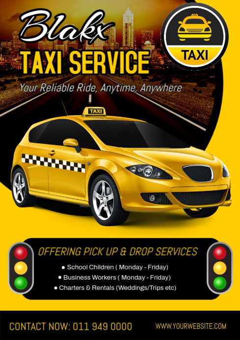 Copy of Black Professional Taxi Service Flyer, Cab Service Flyer, Diy ...