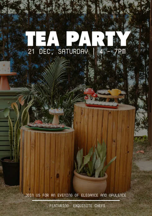 Black Professional Tea Party A3 Template | PosterMyWall