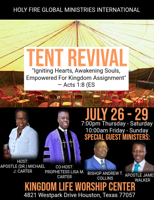Black Professional Tent Revival Event Flyer Template | PosterMyWall
