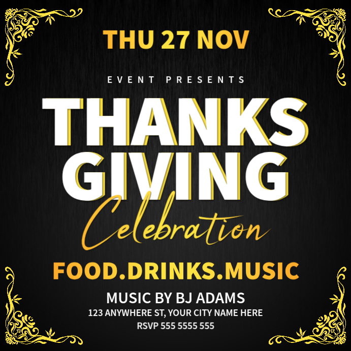 Black Professional Thanksgiving Instagram Post Template | PosterMyWall