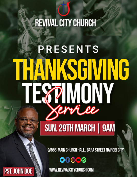 Black Professional Thanksgiving Testimony Service Flyer Template ...
