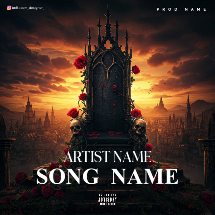 Black Professional Throne Of Skull Album Cover Template | PosterMyWall