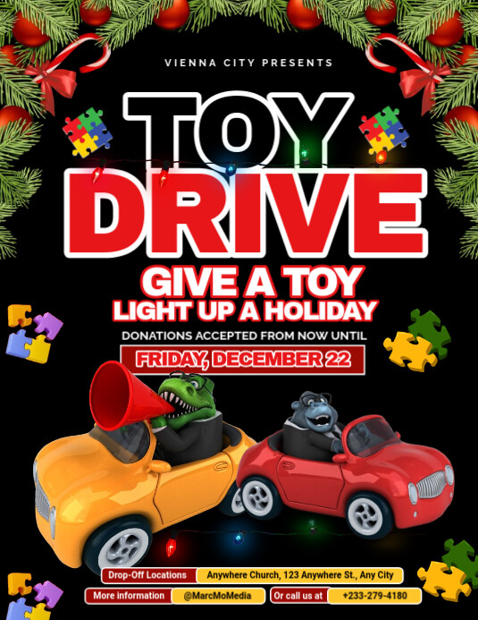 Copy of Black Professional Toy Drive Poster Flyer (us Letter ...