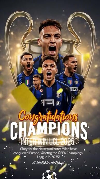 Black Professional Uefa Champions League 2025 Winner Instagram Reel ...
