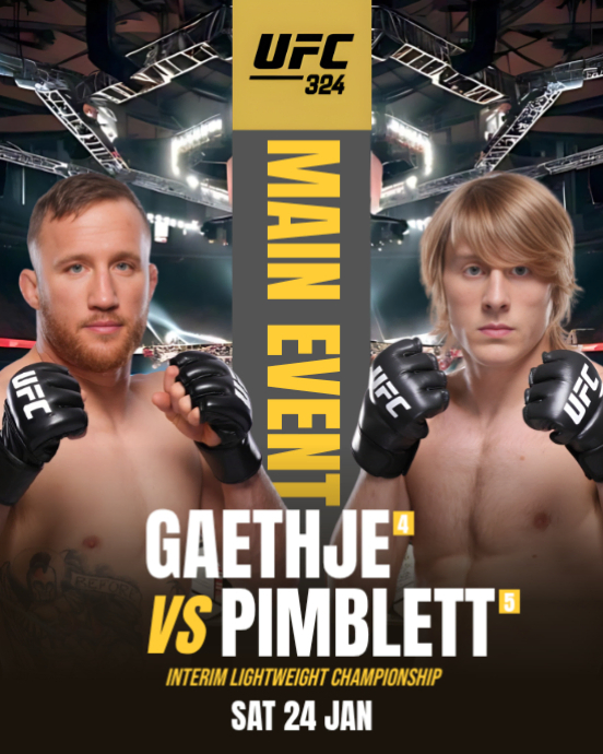 Black Professional Ufc 324 : Main Event Justin Gaethje Vs Paddy ...