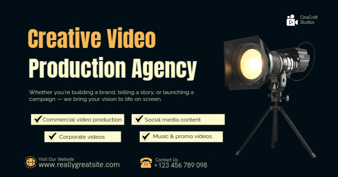 Black Professional Video Production Agency Promotion Template Facebook ...
