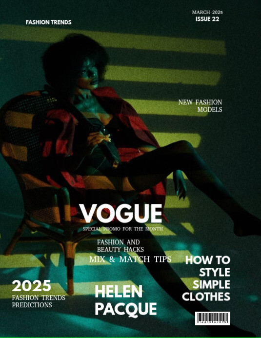 Black Professional Vogue Magazine Cover Flyer (us Letter) เทมเพลต ...