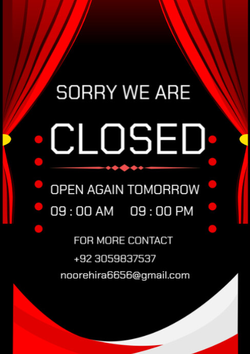 Black Professional We Are Closed Posters A6 Template | PosterMyWall