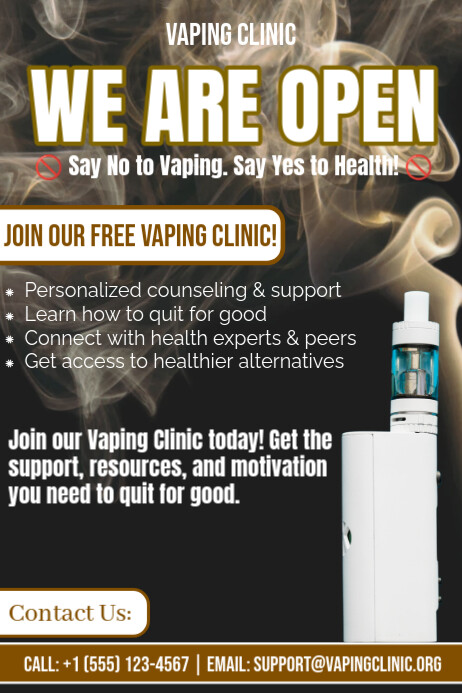 Copy of Black Professional We Are Open Vaping Poster | PosterMyWall