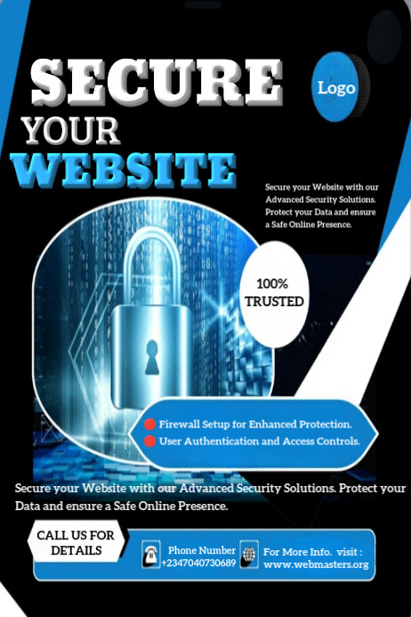 Black Professional Website Protection Poster Template | PosterMyWall