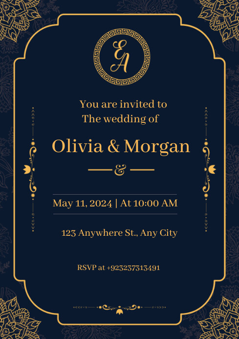 Black Professional Weeding Invitation Cards A Template | PosterMyWall