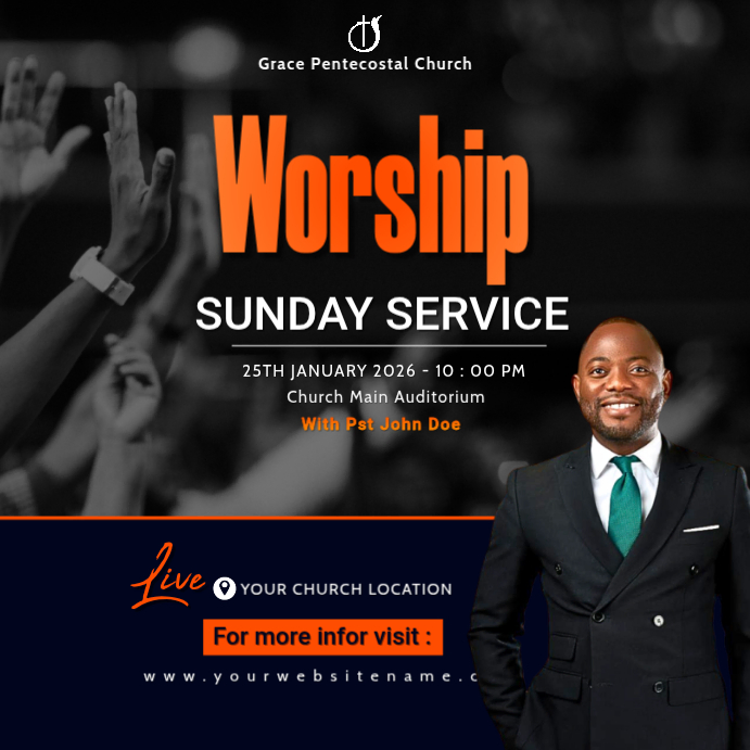 Black Professional Worship Sunday Service Instagram Post Template ...