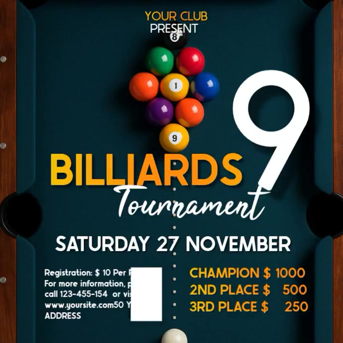 Black Professionale Billiards Post Instagram Template | PosterMyWall
