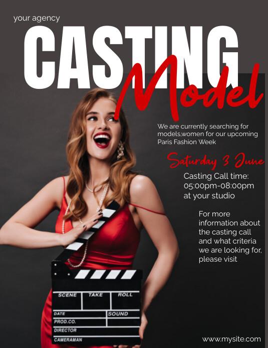Plantilla de Black Professionale Casting Model Volantino ( | PosterMyWall