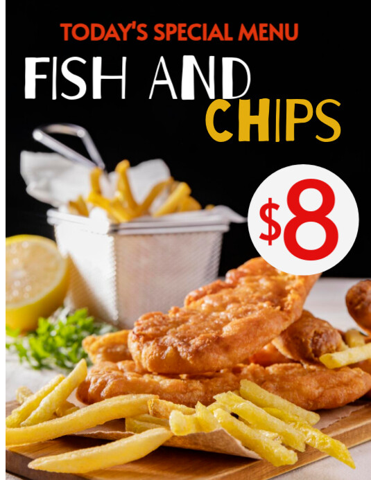 Copy of Black Professionale Fish & Chips Volantino (us Letter ...