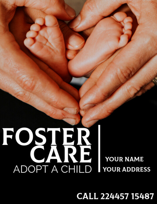 Black Professionale Foster Care Volantino (us Letter) Template ...