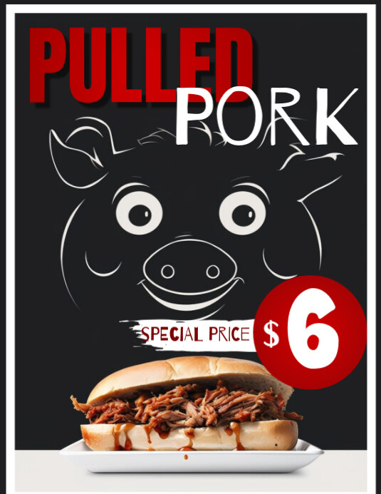 Copy of Black Professionale Pulled Pork Volantino (us Letter ...