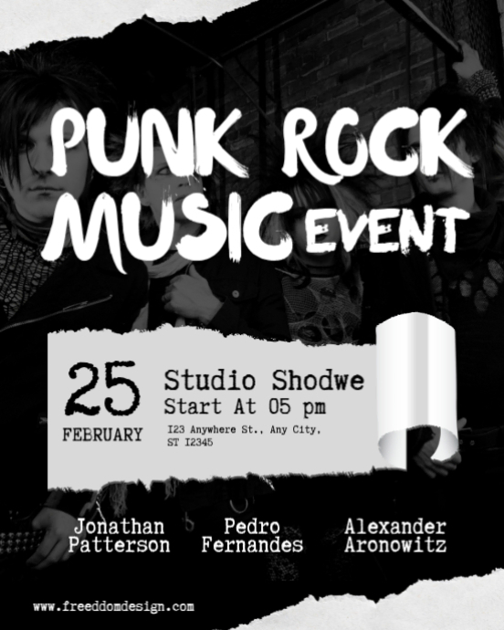 Black Punk Rock Music Event Instagram Portrait Template | PosterMyWall
