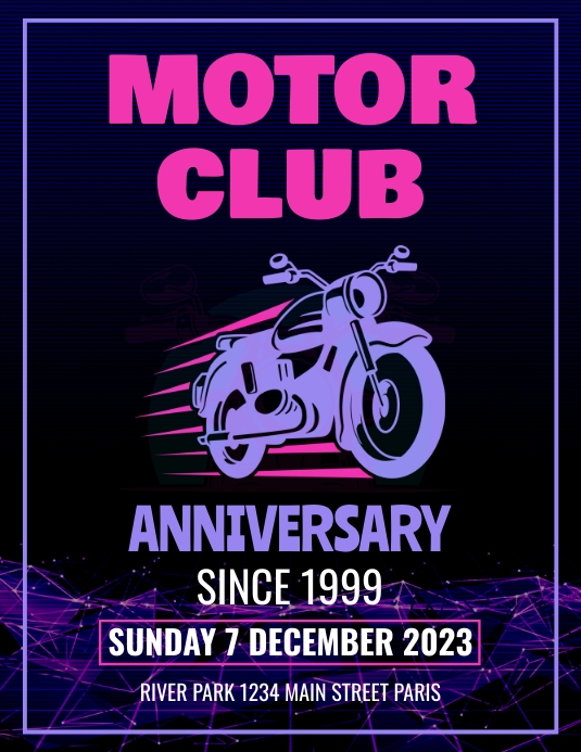 Black Purple Futuristic Club Anniversary Template | PosterMyWall