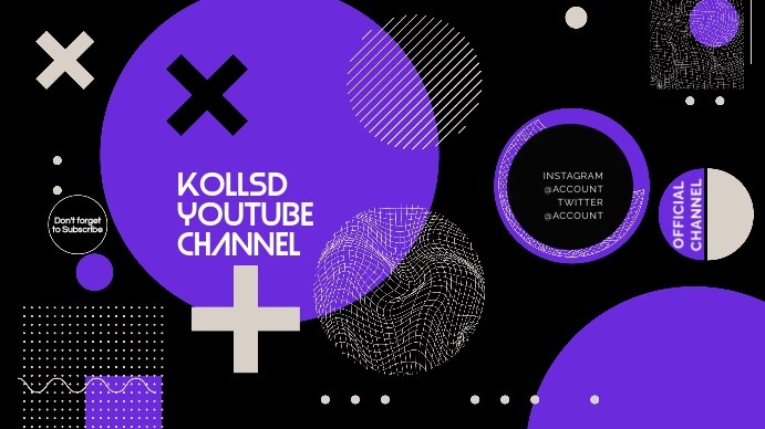 Black Purple Youtube Channel Art Banner Template | PosterMyWall