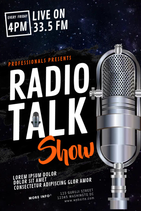 Black Radio Talk Show Ad Poster Template | PosterMyWall