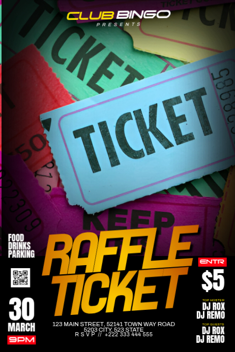 Black Raffle Ticket Poster Template | PosterMyWall