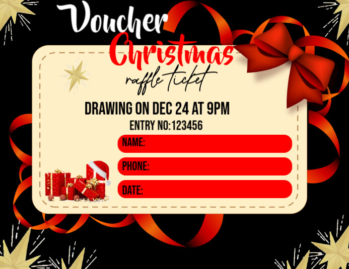 Black Raffle Tickets ,merry Christmas , Voucher Christmas Flyer (us ...