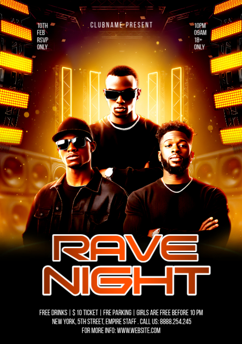 Plantilla de Black Rave Night Event A4 | PosterMyWall