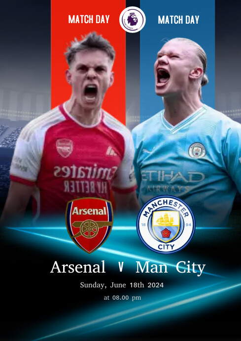 Copy of Black red blue match day soccer poster | PosterMyWall