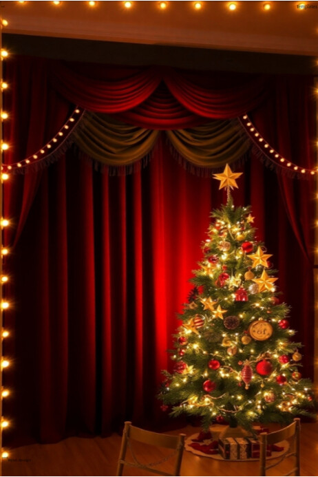 Copy of Black Red Christmas Stage Curtain | PosterMyWall