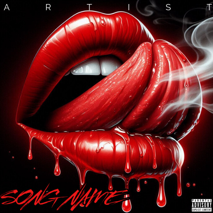 Black Red Lips Song Mixtape Album Cover Template | PosterMyWall
