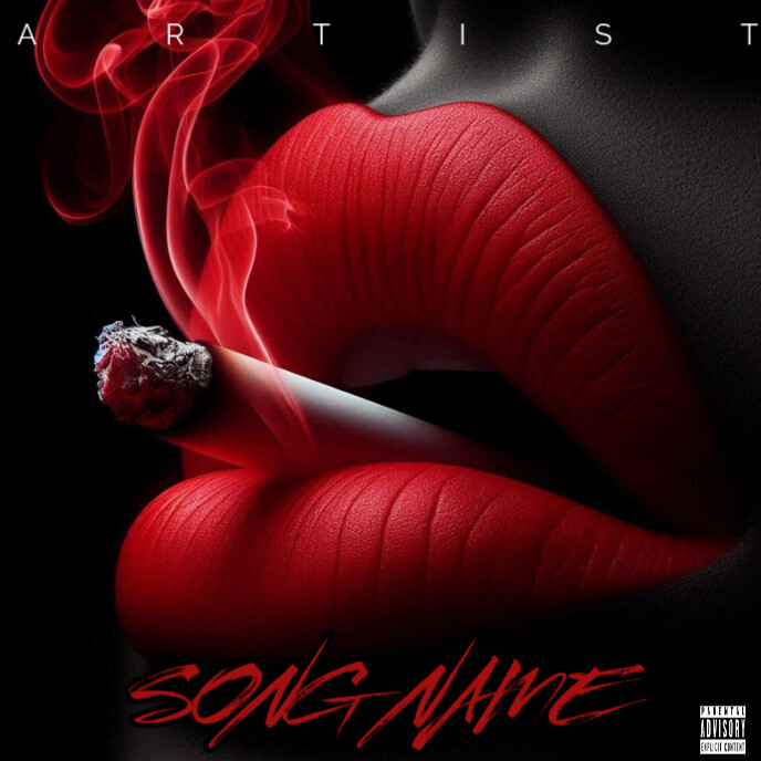 Black Red Lips Song Mixtape Album Cover Template | PosterMyWall