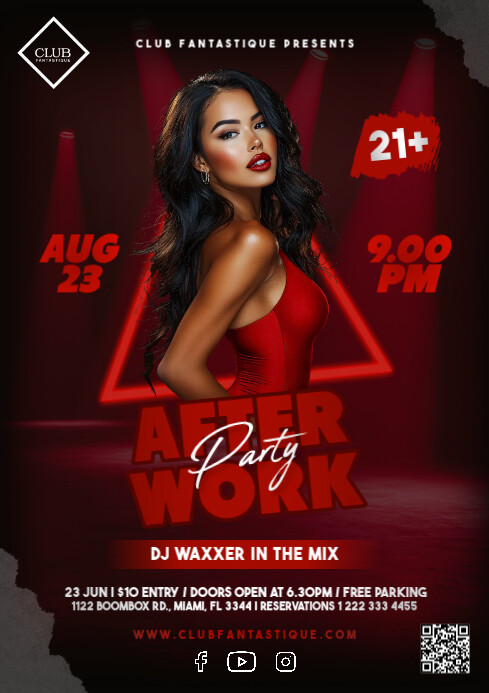 Plantilla de Black Red Maximalist Club Flyer A4 | PosterMyWall