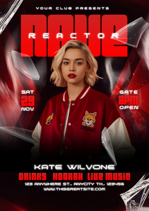 Black Red Maximalist Rave Reactor Party A4 Template | PosterMyWall
