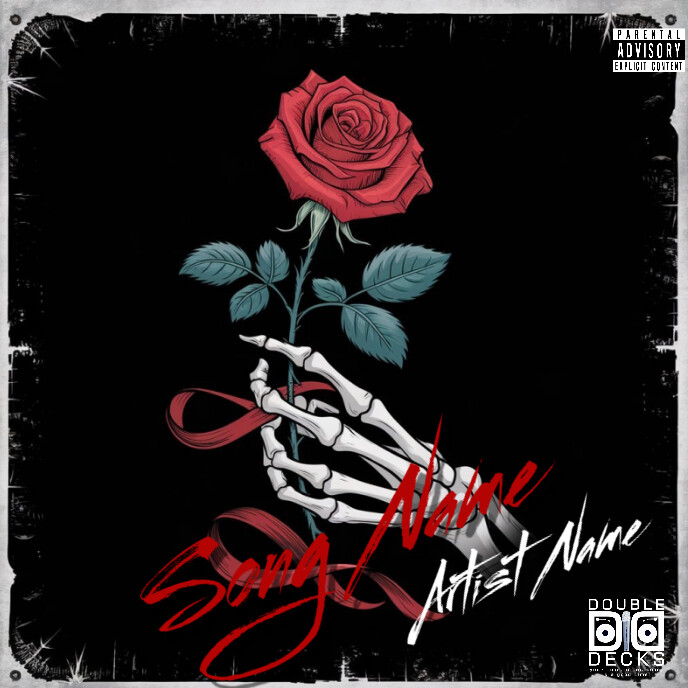Black Red Rose In Skelton Hand Wish Porpose Album Cover Templat ...