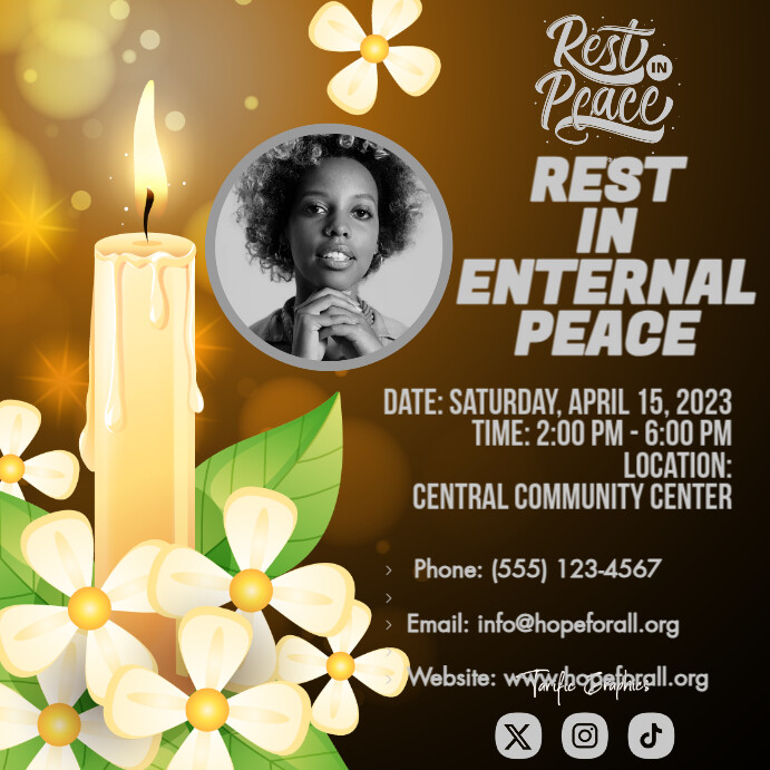 Black Rest In Peace Instagram Post templaat | PosterMyWall
