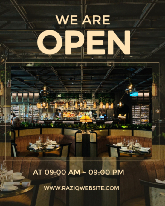 Black Restaurant Opening Hours Instagram Portrait Template | PosterMyWall