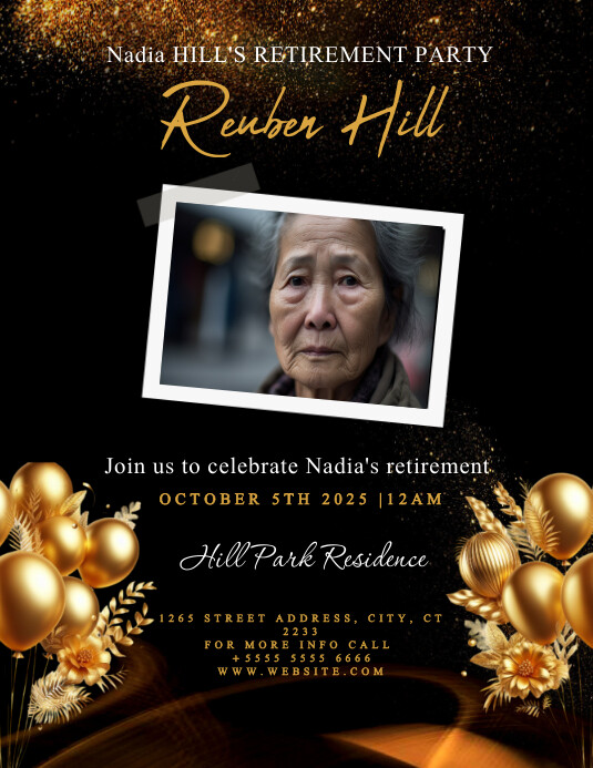 Copy of Black Retirement Party Flyer (us Letter) | PosterMyWall