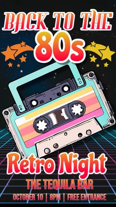 Black Retro Music Party Night Instagram Reel Template | PosterMyWall