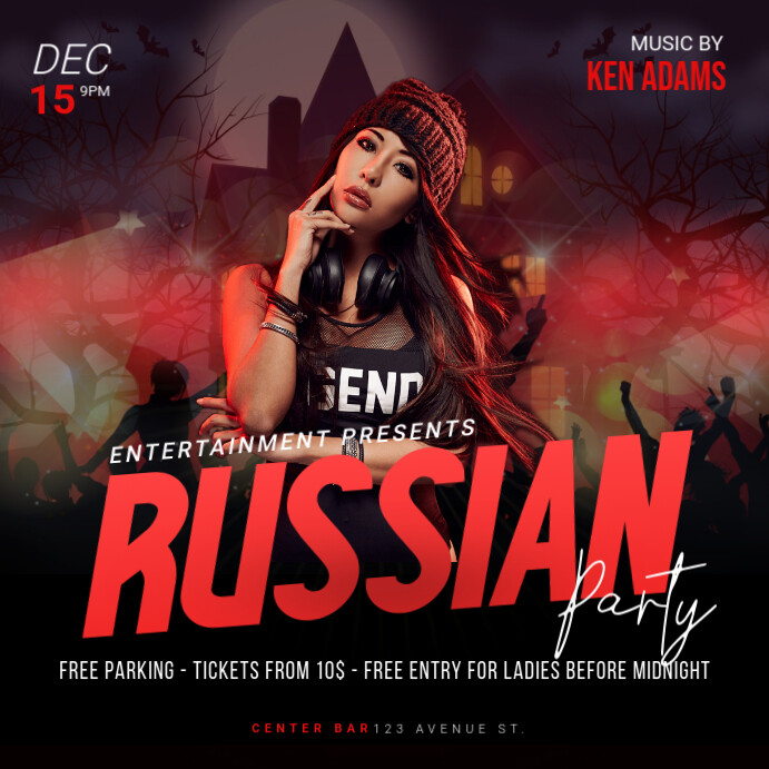 Plantilla de Black Russian Party Instagram Post | PosterMyWall