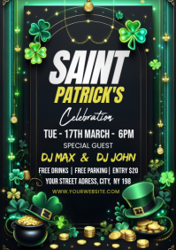 Black Saint Patrick's Day Celebration A4 Template | PosterMyWall