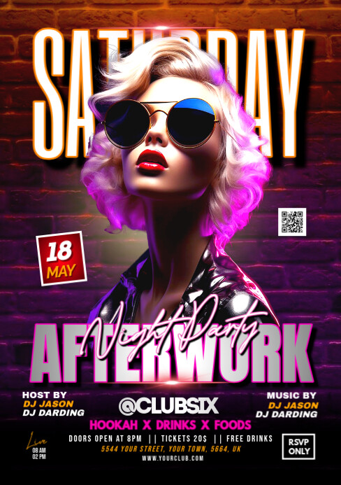 Black Saturday After Work Night Party Flyer A5 Template | PosterMyWall
