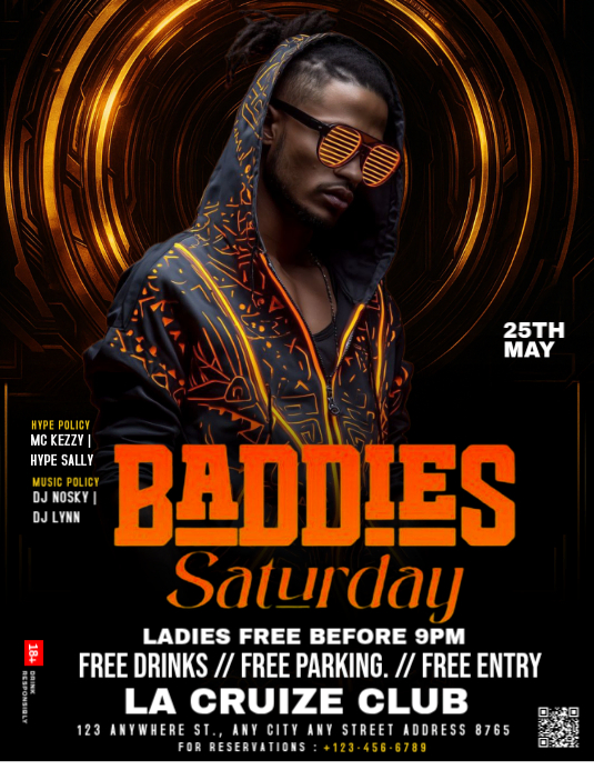 Black Saturday Night Party Flyer (us Letter) Template | PosterMyWall